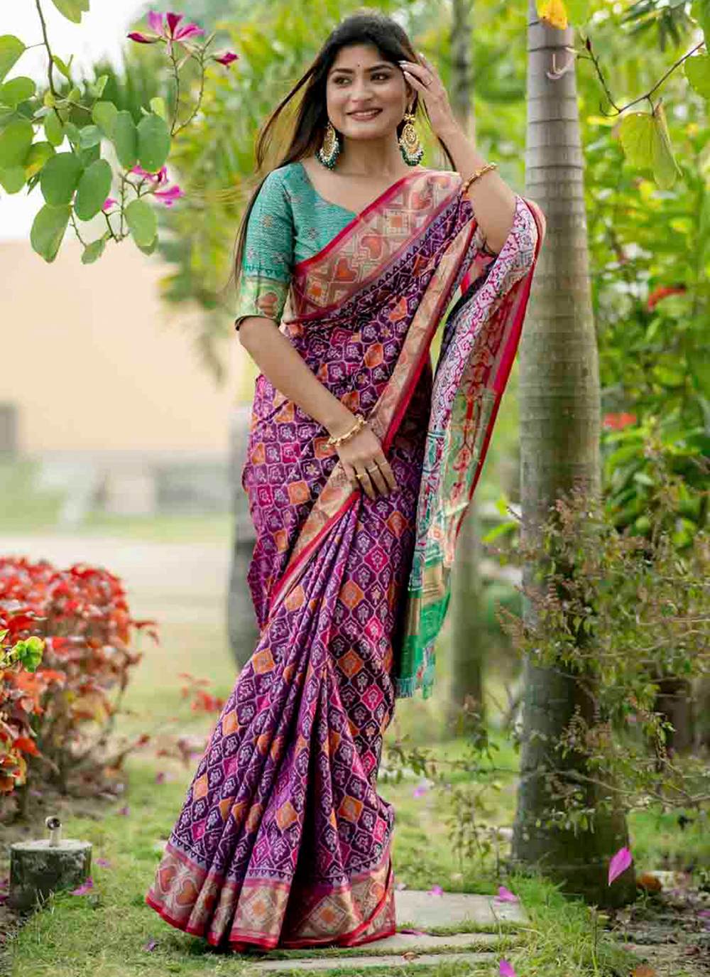 Shop Online Woven Work Silk Contemporary Saree In Purple for Ceremonial ...