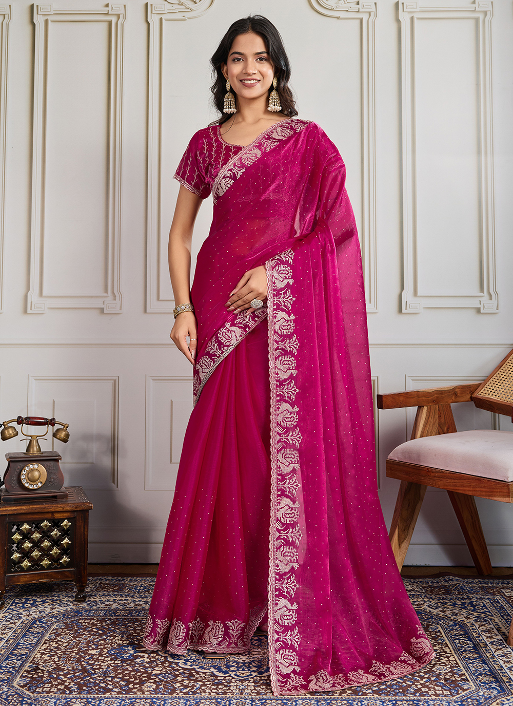 Shop Silk Classic Sari In Pink Online : 324567 - Designer Sarees